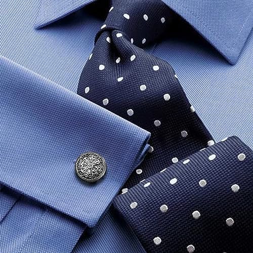 HAWSON Vintage Cufflinks and Tuxedo Shirt Studs for Men Retro Flower Pattern Best Wedding Business Gifts for Men with Box