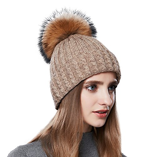 Real Raccoon Fox Fur Pompom with Button Big Fur Ball for Beanies DIY Fur Accessories