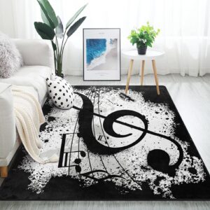 alaza black music note abstract area rug rugs for living room bedroom 7' x 5'