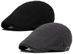 2 pack men's cotton flat ivy gatsby newsboy driving hat cap