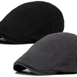 2 Pack Men's Cotton Flat Ivy Gatsby Newsboy Driving Hat Cap