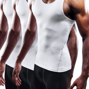 NELEUS Men's Athletic 3 Pack Compression Tank Top Dry Fit Undershirts,White,2XL,EUR 3XL