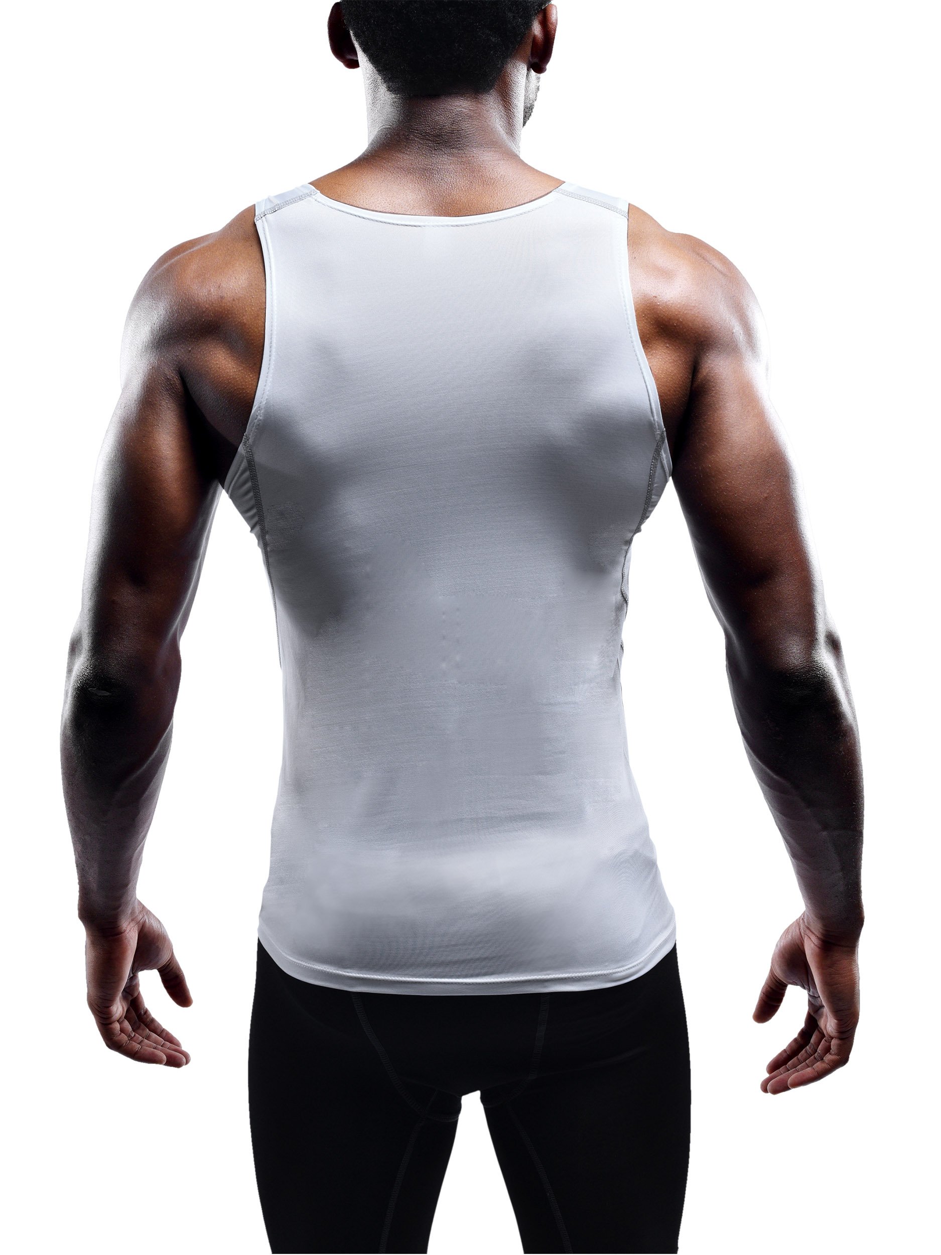 NELEUS Men's Athletic 3 Pack Compression Tank Top Dry Fit Undershirts,White,2XL,EUR 3XL