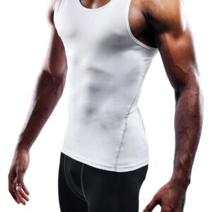 NELEUS Men's Athletic 3 Pack Compression Tank Top Dry Fit Undershirts,White,2XL,EUR 3XL