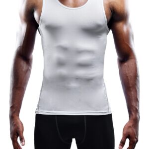 NELEUS Men's Athletic 3 Pack Compression Tank Top Dry Fit Undershirts,White,2XL,EUR 3XL