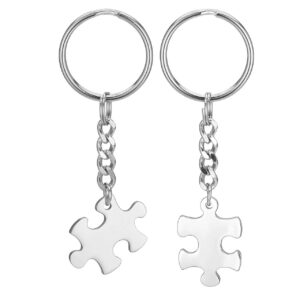 jovivi 2pcs stainless steel puzzle couples keychain jewelry set - valentines day best friend gift