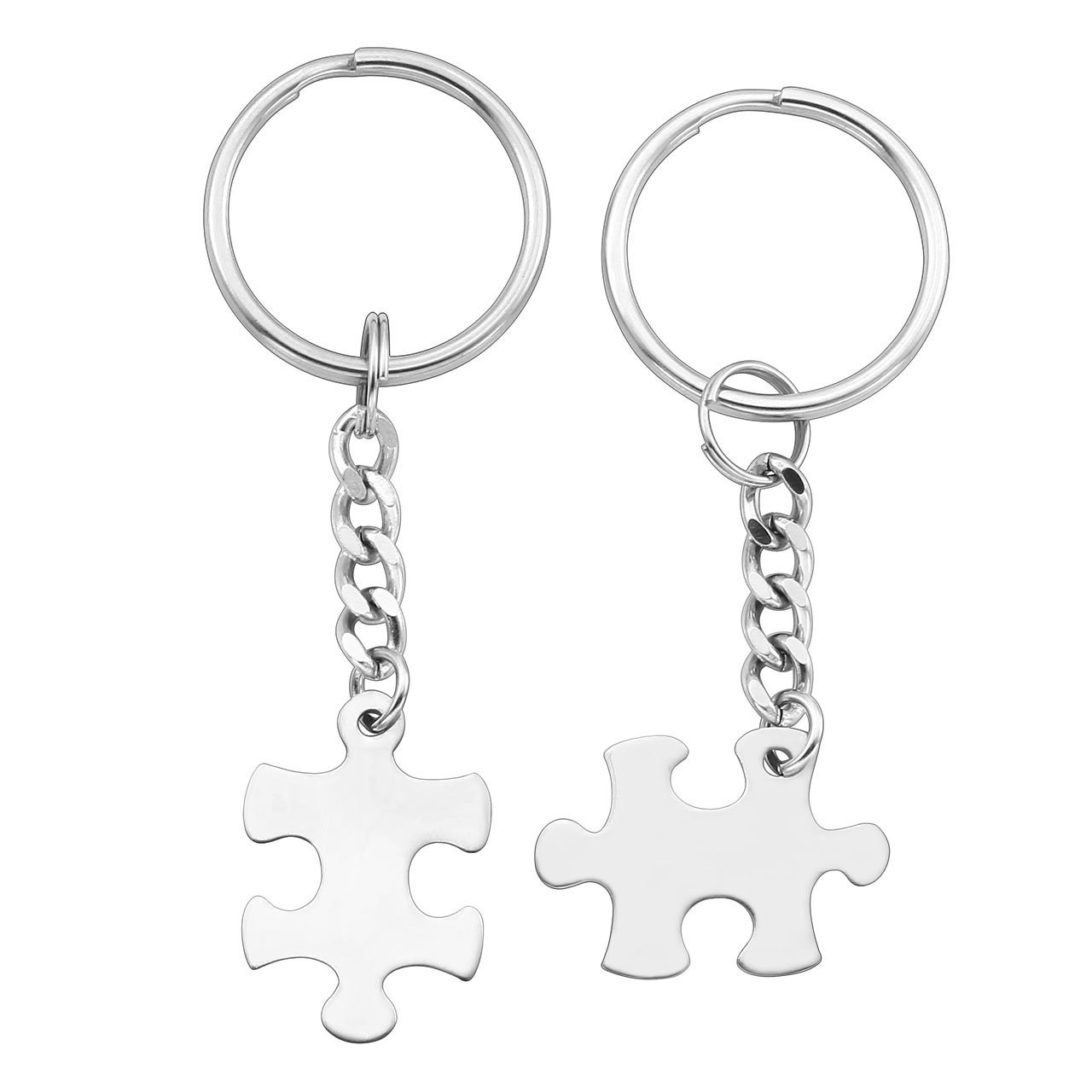 Jovivi 2pcs Stainless Steel Puzzle Couples Keychain Jewelry Set - Valentines Day Best Friend Gift