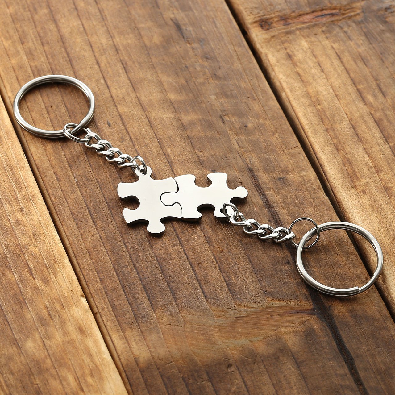 Jovivi 2pcs Stainless Steel Puzzle Couples Keychain Jewelry Set - Valentines Day Best Friend Gift