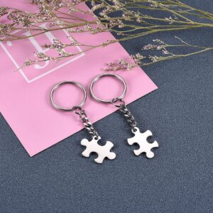 Jovivi 2pcs Stainless Steel Puzzle Couples Keychain Jewelry Set - Valentines Day Best Friend Gift