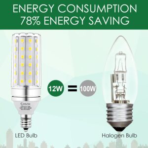 E12 LED Bulbs,12W LED Corn Light Bulb, E12 LED Bulb 100W Equivalent 1200 Lumen Daylight 5000K, Non-Dimmable LED Candelabra Light Bulbs, E12 Candelabra Base Chandelier Light Bulbs, Pack of 3