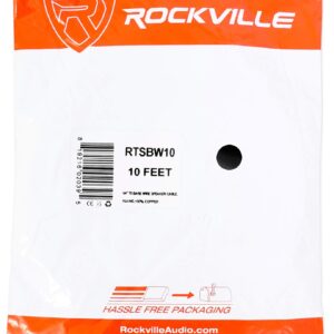 Rockville RTSBW10 10 Foot 1/4" TS to Bare Wire Speaker Cable,16 AWG,100% Copper