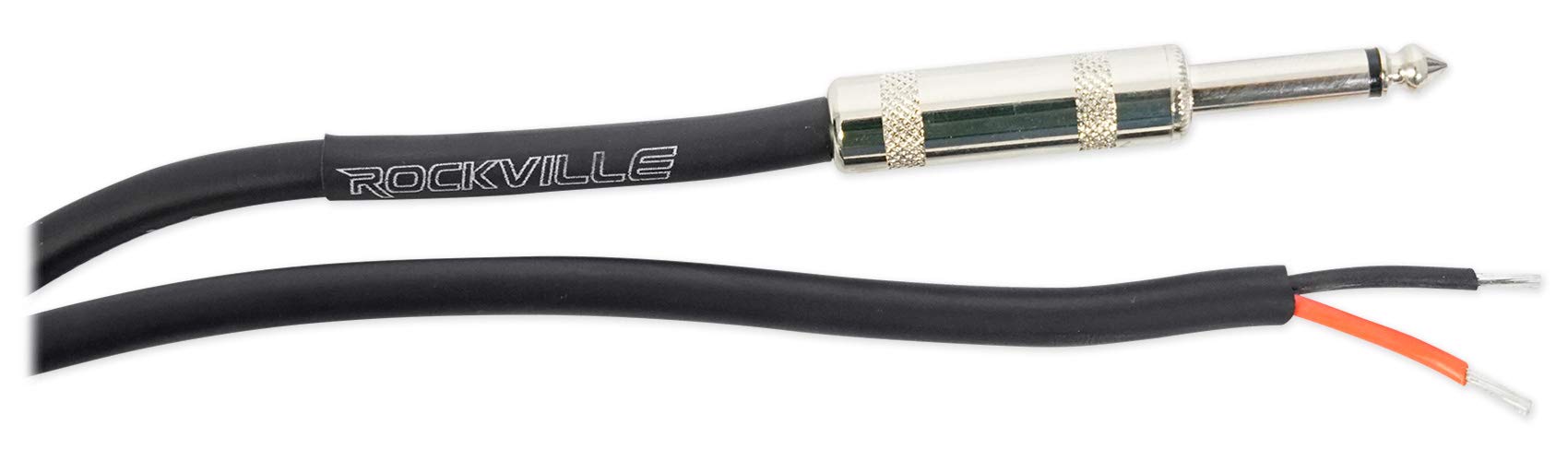 Rockville RTSBW10 10 Foot 1/4" TS to Bare Wire Speaker Cable,16 AWG,100% Copper