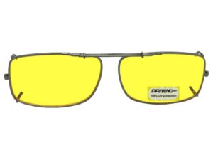 slim rectangle non polarized yellow lens clip on sunglasses (pewter-non polarized yellow lens, 54mm width x 33mm height)