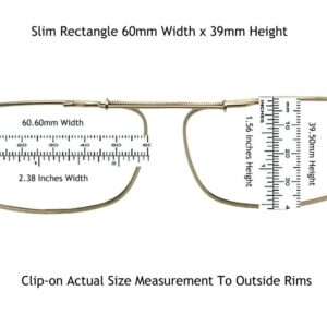 Slim Rectangle NON Polarized Yellow Lens Clip On Sunglasses (Pewter-NON Polarized Yellow Lens, 54mm Width x 33mm Height)