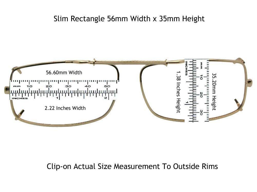 Slim Rectangle NON Polarized Yellow Lens Clip On Sunglasses (Pewter-NON Polarized Yellow Lens, 54mm Width x 33mm Height)