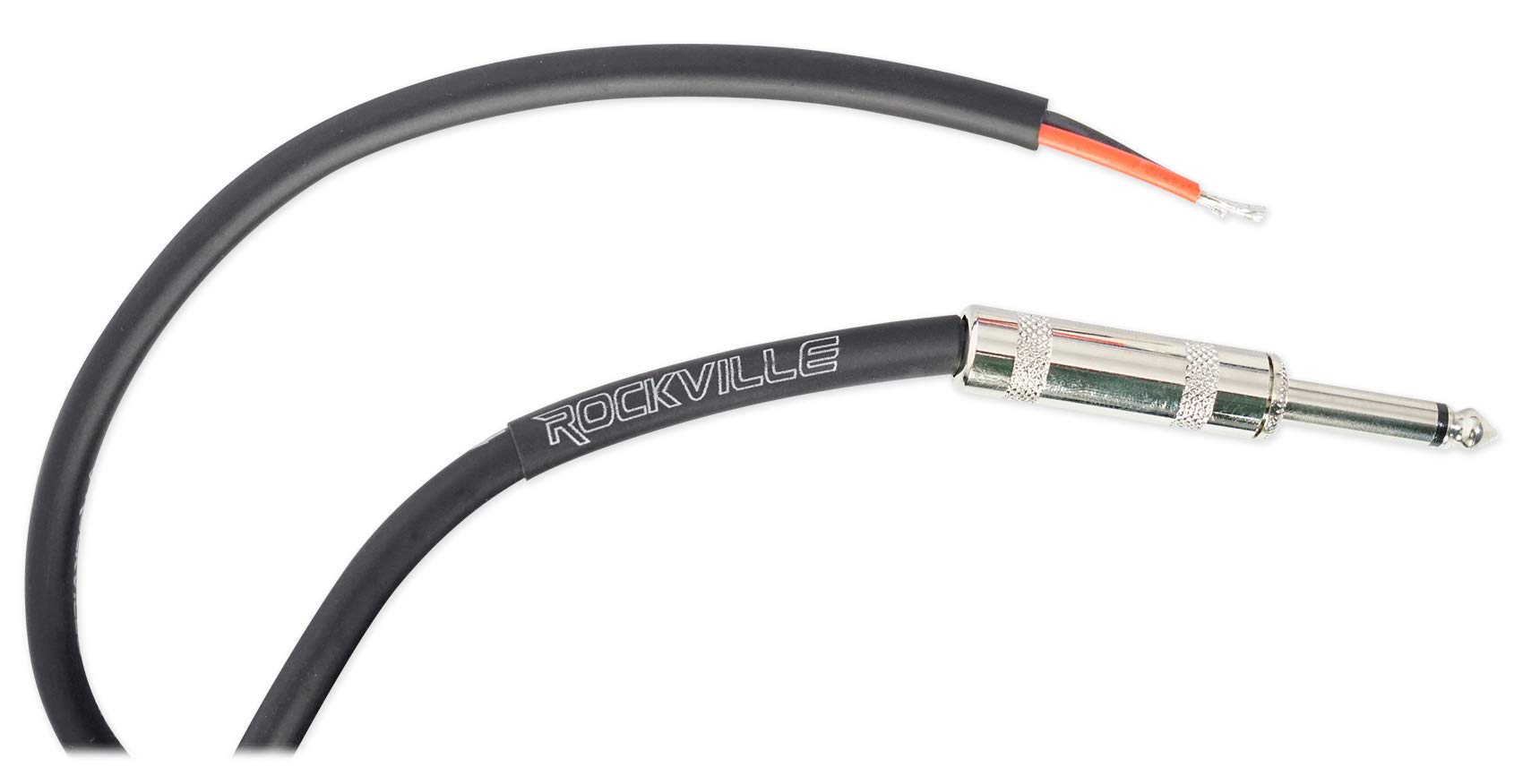 Rockville RTSBW20 20 Foot 1/4" TS to Bare Wire Speaker Cable,16 AWG,100% Copper