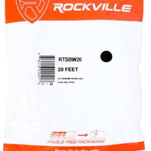 Rockville RTSBW20 20 Foot 1/4" TS to Bare Wire Speaker Cable,16 AWG,100% Copper