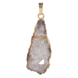 sunyik irregualr natural agate quartz geode druzy pendant necklace healing crystal,gold plated, 0.8"-1.6"