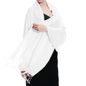 tz promise pashmina wedding large soft plain shawl/wrap/scarf for women (white)