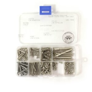 maka guitar screw kit assortment box kit for electric guitar bridge, pickup, pickguard, tuner, switch, neck plate, with springs, 9 types, total 149 screws, chrome