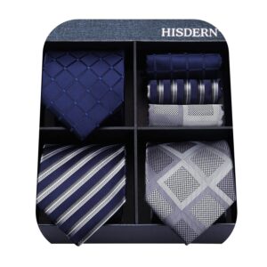 hisdern lot 3 pcs classic men's tie set necktie & pocket square elegant neck ties collection,t3-10,one size