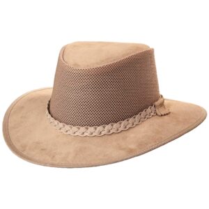 american hat makers breeze leather and mesh sun hat for men and women — latte, large