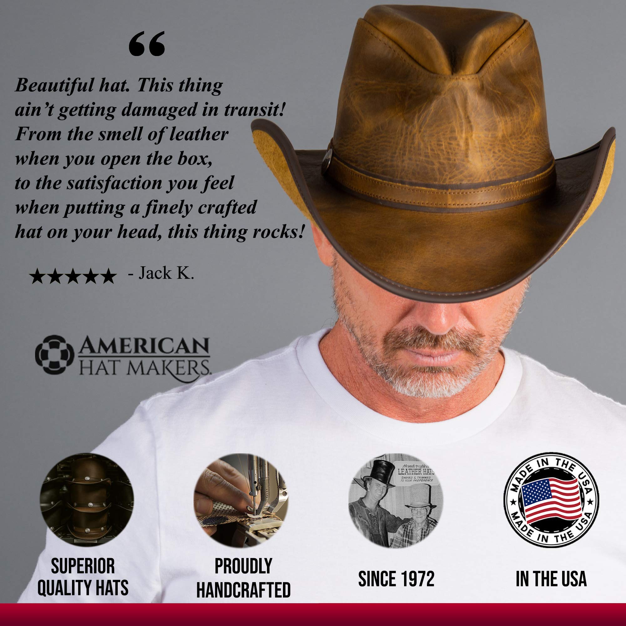 American Hat Makers Cyclone Western Leather Cowboy Hat for Men & Women – Western Style