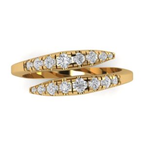 0.44 ct brilliant round cut clear simulated diamond 14k yellow gold wedding engagement designer anniversary ring band sz 8.5