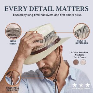 American Hat Makers Straw Hats for Men & Women — Milan Fedora Summer Hats Tan