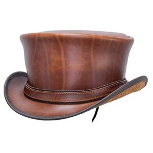 american hat makers hampton leather top hat for men & women — shapeable wide brim hat