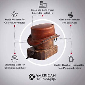 American Hat Makers Hampton Leather Top Hat for Men & Women — Shapeable Wide Brim Hat