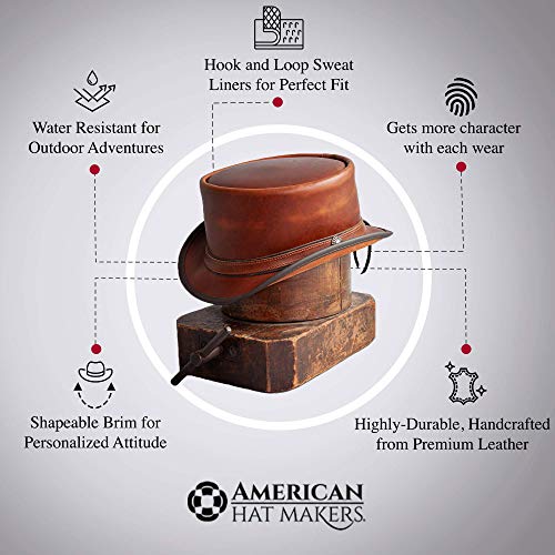 American Hat Makers Hampton Leather Top Hat for Men & Women — Shapeable Wide Brim Hat