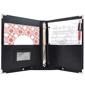 orginal -msp pu leather sheet music holder | 9.5" x 12" - music folder with hand strap for musician- improved design (3 ring binder)