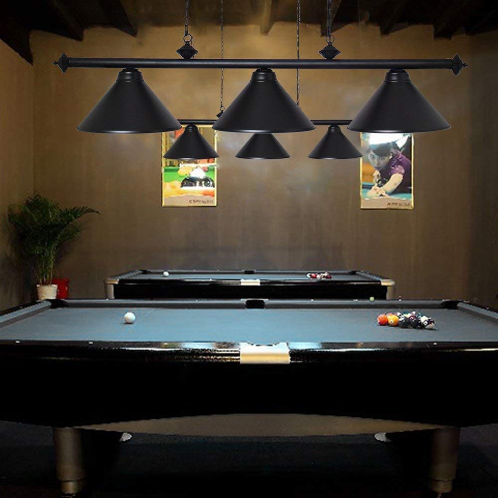 Wellmet 3 Light Pool Table Light, Vintage Retro Kitchen Island Pendant Light with Matte Black Shade, Modern Industrial Chandelier