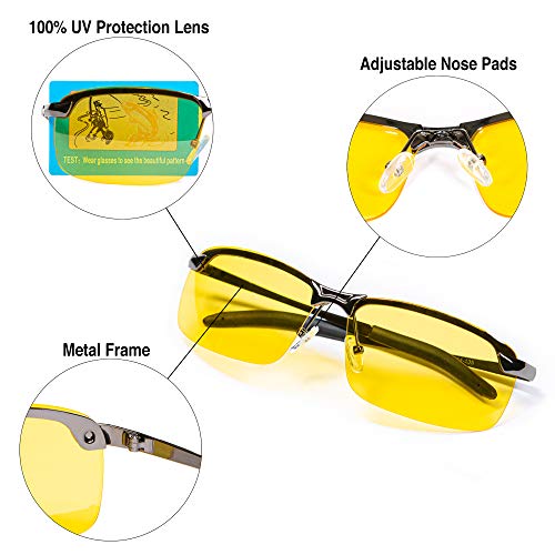 Night Driving Glasses Anti Glare Polarized With Stylish Case - Night Vision/ Tac Glasses - for Driving - Nighttime Glasses