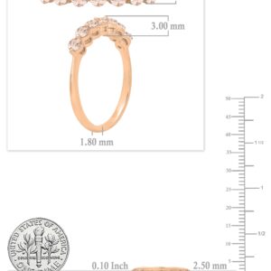 Dazzlingrock Collection Round Morganite Ladies 7 Stones Wedding Band Ring in 10K Rose Gold, Size 9