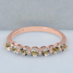 Dazzlingrock Collection Round Morganite Ladies 7 Stones Wedding Band Ring in 10K Rose Gold, Size 9