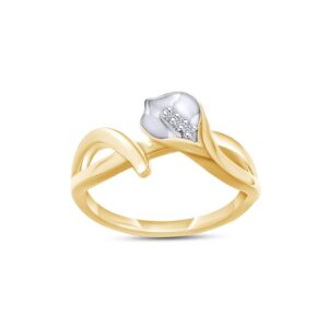 wishrocks round cut white natural diamond accent calla lily ring jewelry for women in 14k yellow gold over sterling silver (color- i-j, clarity- i2-i3) ring size- 7.5