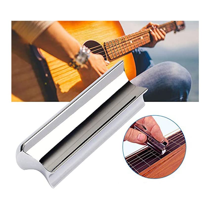 Stainless Steel Hawaii Electric Guitar Guitar Bass Lap Slide Bar Stick Silver Tone (Silver)