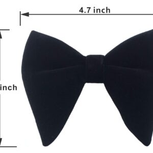 Justar Mens Pre-Tied Oversized Bow Tie Tuxedo Velvet Bowtie Cufflinks Hankie Combo Sets (Black)