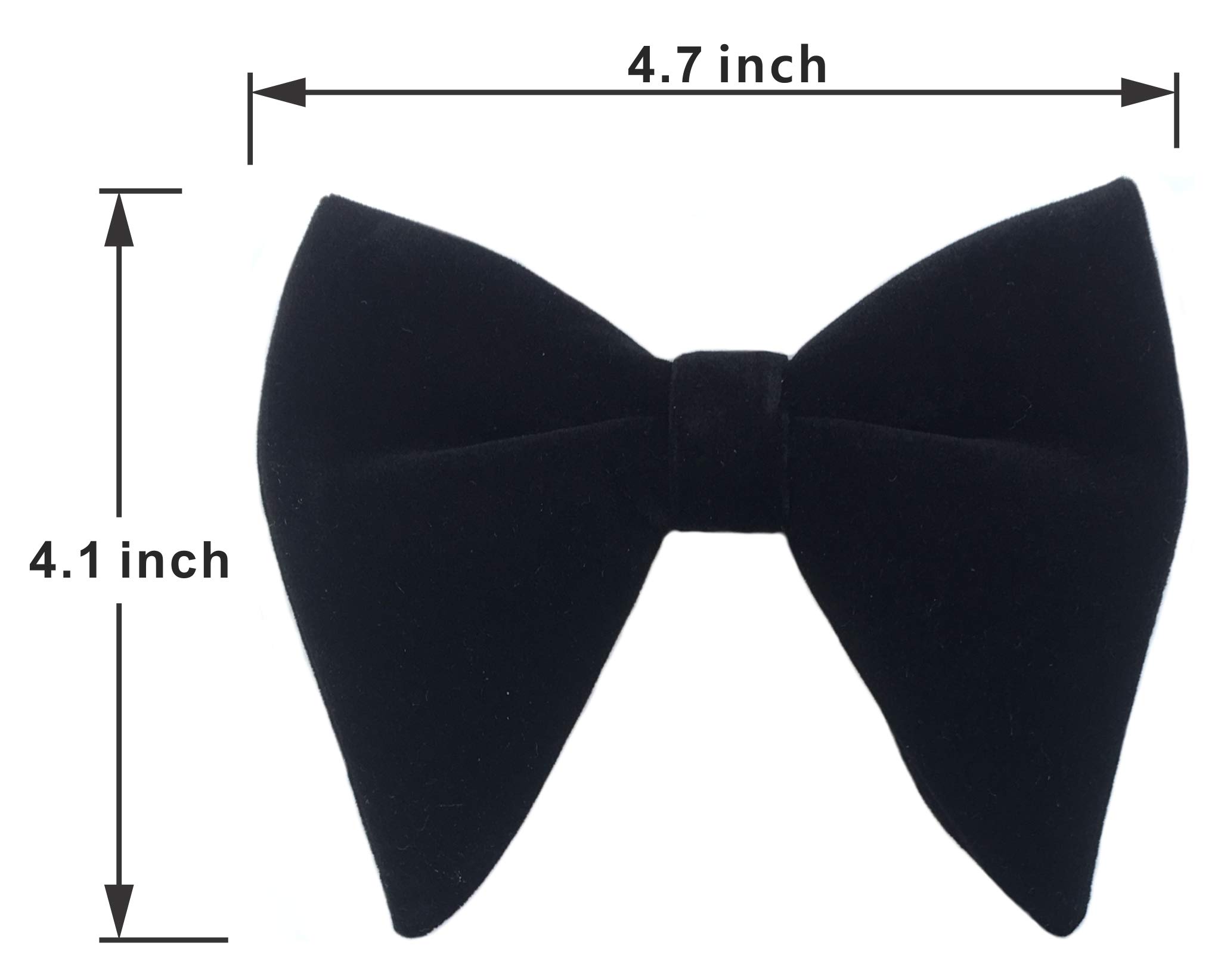 Justar Mens Pre-Tied Oversized Bow Tie Tuxedo Velvet Bowtie Cufflinks Hankie Combo Sets (Black)