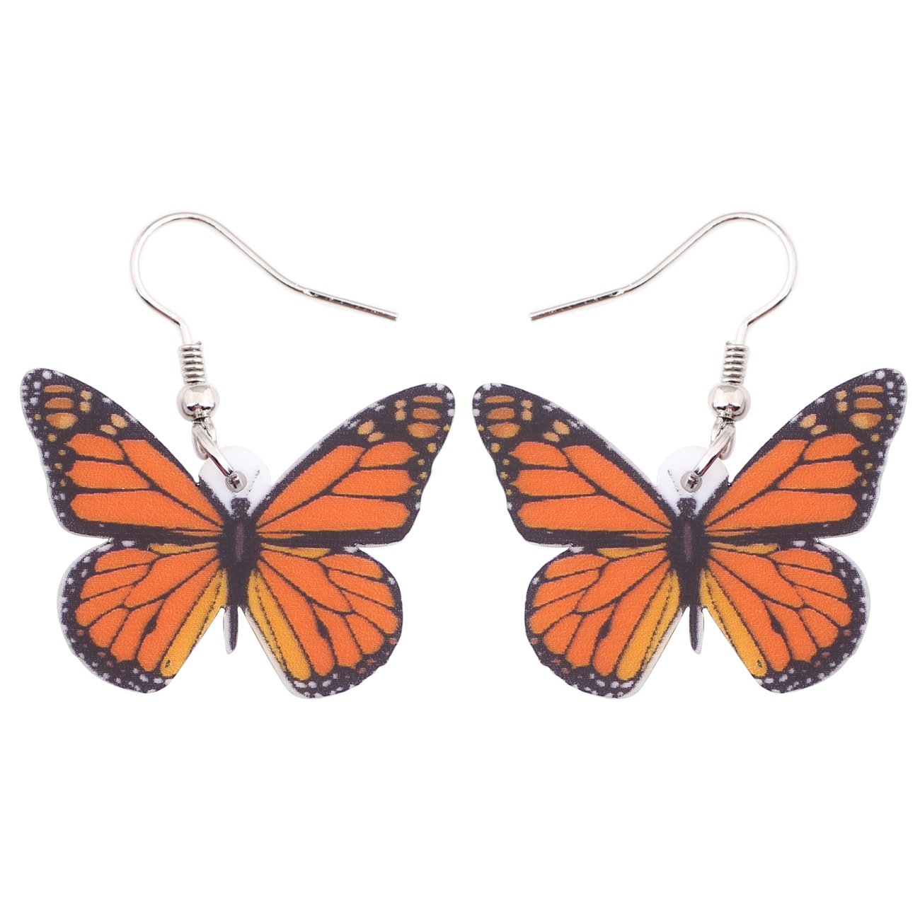 Bonsny Drop Dangle Big Monarch Butterfly Earrings Fashion Insect Jewelry For Women Gifts (Orange)