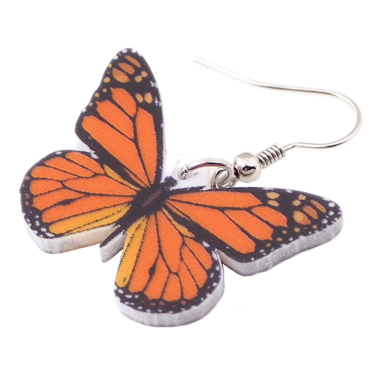 Bonsny Drop Dangle Big Monarch Butterfly Earrings Fashion Insect Jewelry For Women Gifts (Orange)