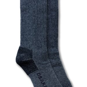 Drake Premium Thermal 80% Merino Wool Smooth Toe Hiking Crew Socks 1 Pair (Denim, Men's Shoe Size 9-13)