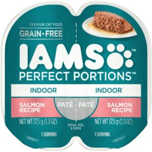 iams perfect portions grain free indoor pate`salmon recipe (net wt 1.3 oz) each serving,1.3 ounce (pack of 8)