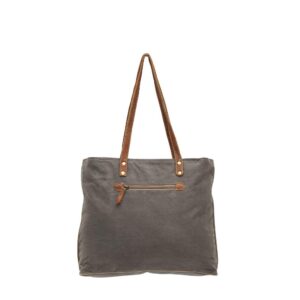 Myra Bags Bicycle Upcycled Canvas Tote Bag S-0935, Tan, Khaki, Brown, One_Size