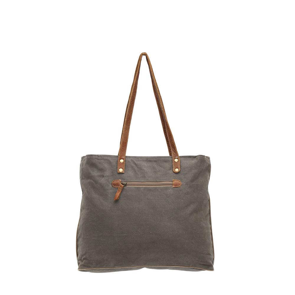 Myra Bags Bicycle Upcycled Canvas Tote Bag S-0935, Tan, Khaki, Brown, One_Size