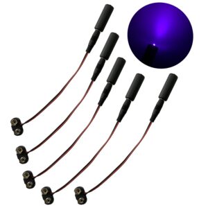 5 pack black light micro effects light 405nm violet led mini blacklight with 9v battery clip for props scenery fluorescent paints theatrical costumes uv glow inks