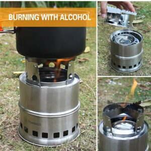 TOM SHOO Camping Stove Camp Wood Stove Portable Foldable Stainless Steel Burning Backpacking Stove for Outdoor Hiking Picnic BBQ