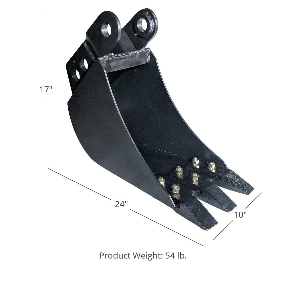 Titan Attachments 10" Fronthoe Bucket Fits Mini Skid Steer Fronthoe Backhoe Excavator, Bolt-on Forged Carbon Steel Teeth, Drainage Holes